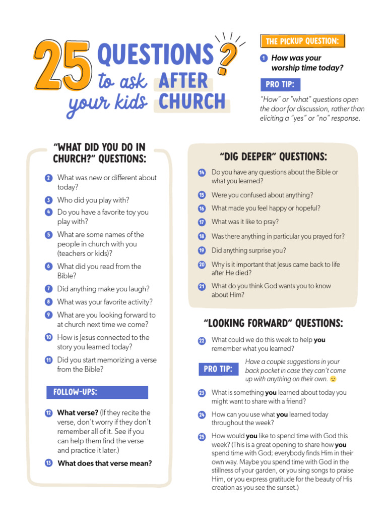 25 Questions for Kids After Church | PDF | Self-Improvement
