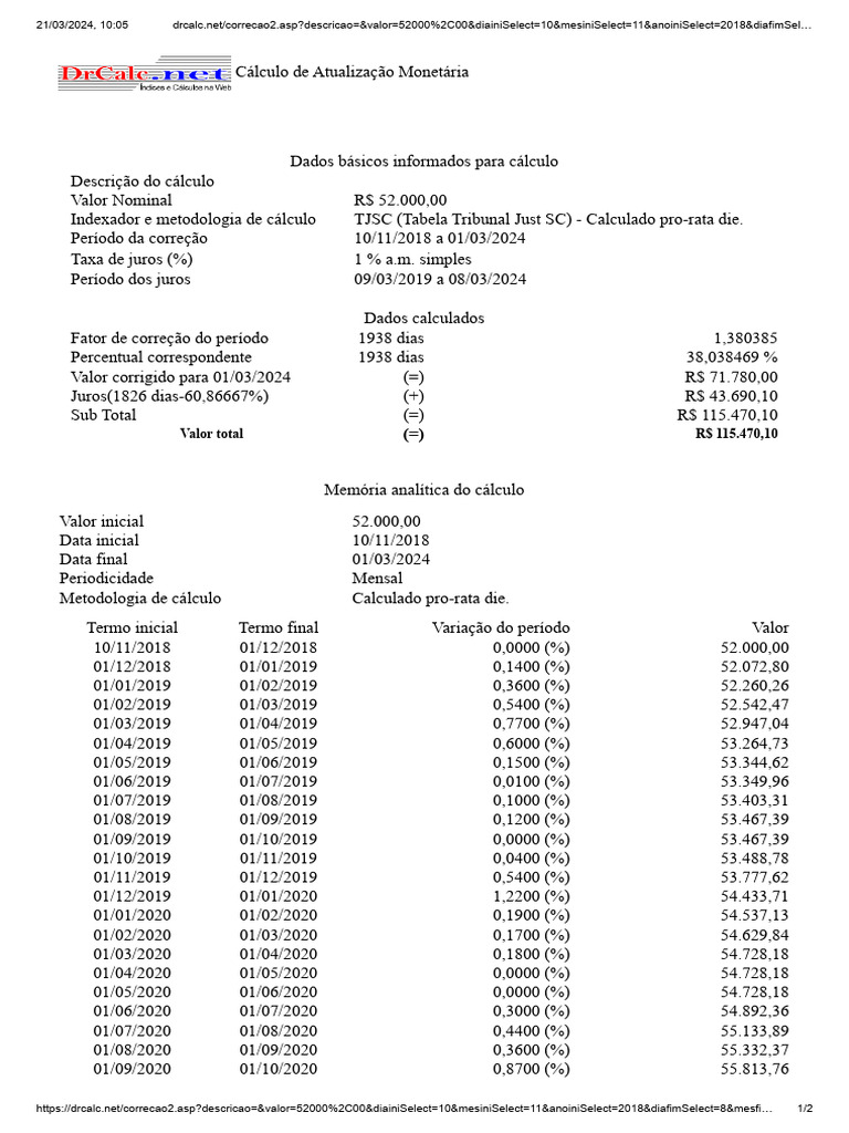 Calculo Certo Imprimir | PDF