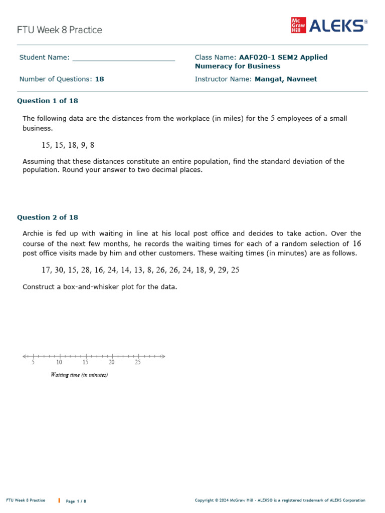 AAF020-1 Week 8 WORKSHOP Practice Questions (Student Version) | PDF ...