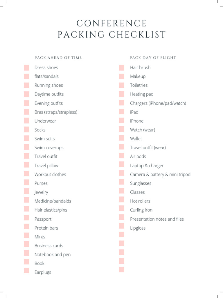 Conference Packing Checklist Nesting Story | PDF