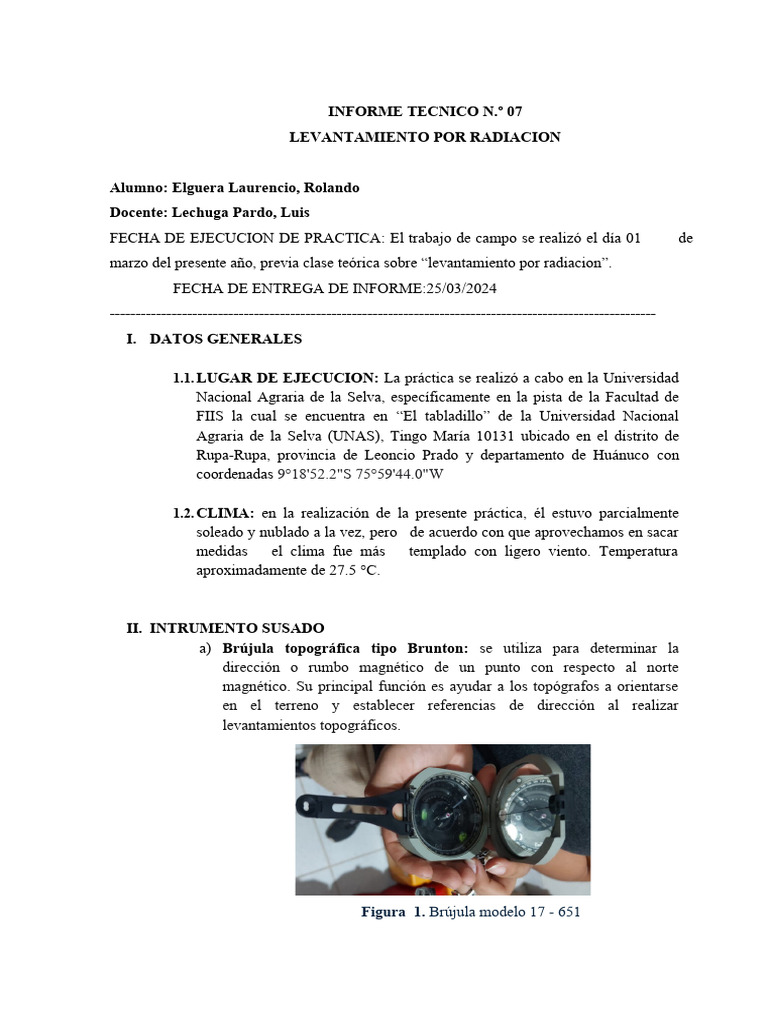 Informe de Levantamiento Por Radiacion | PDF | Topografía