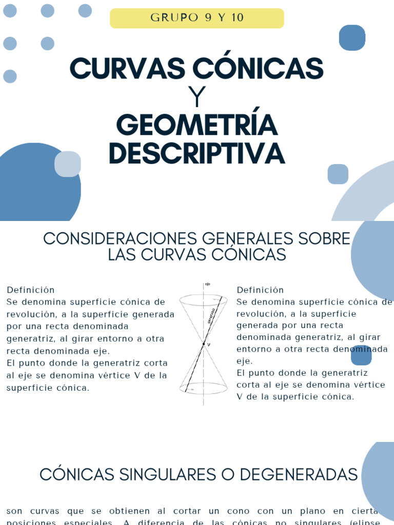 Curvas Cónicas y Geometría Descriptiva | PDF | Elipse | Formas geométricas