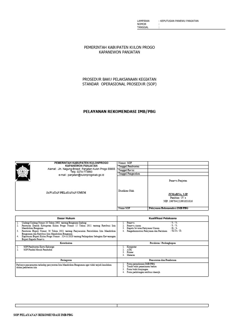 SOP Rekomendasi IMB | PDF