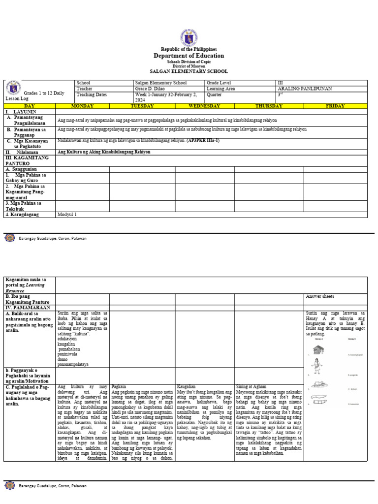 AP DLL Quarter 3 Week 1 | PDF