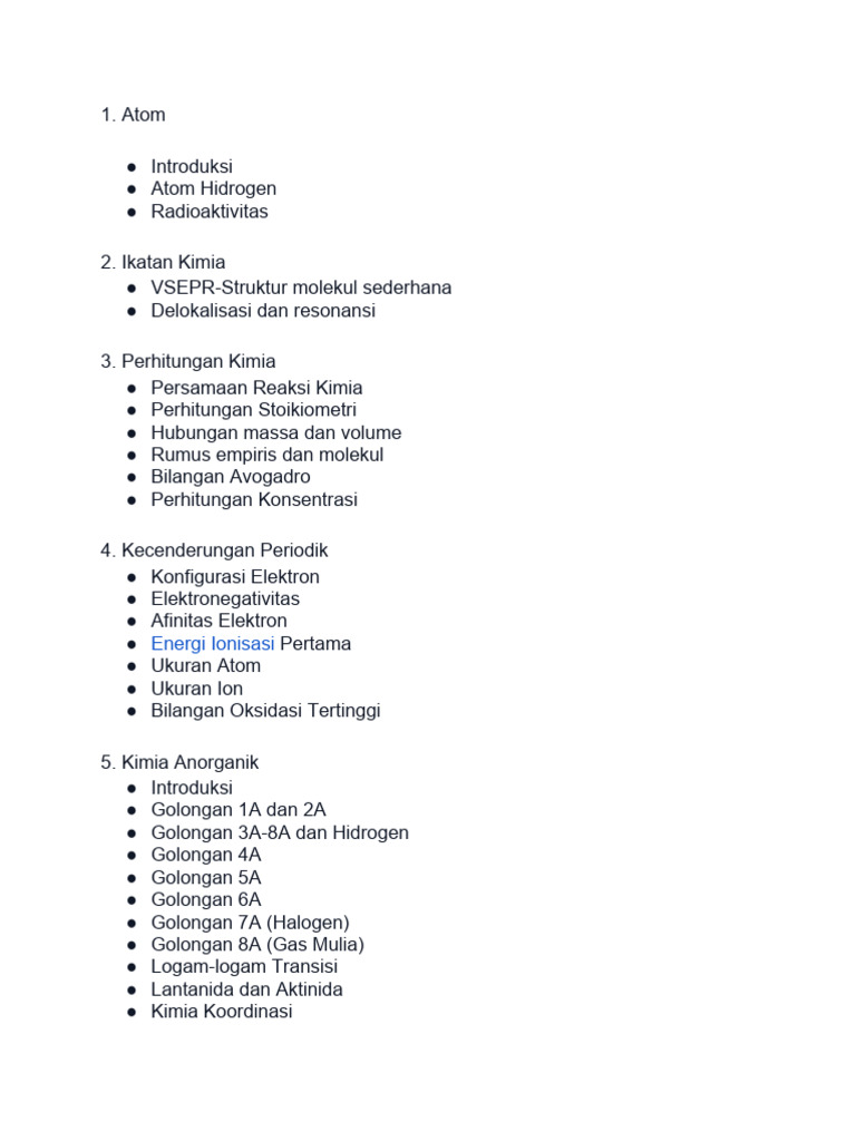 Kisi Kisi Dan Contoh Soal Osn Kimia | PDF | Sains & Matematika