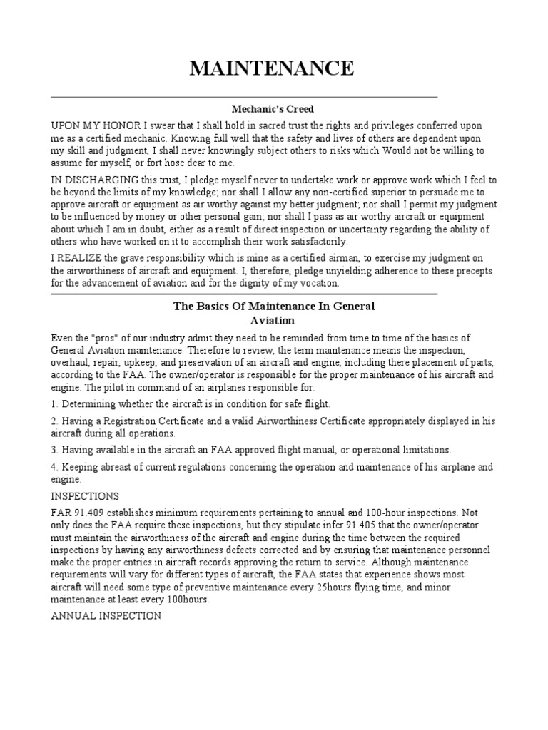 Maintenance | PDF | Federal Aviation Administration | Motor Oil