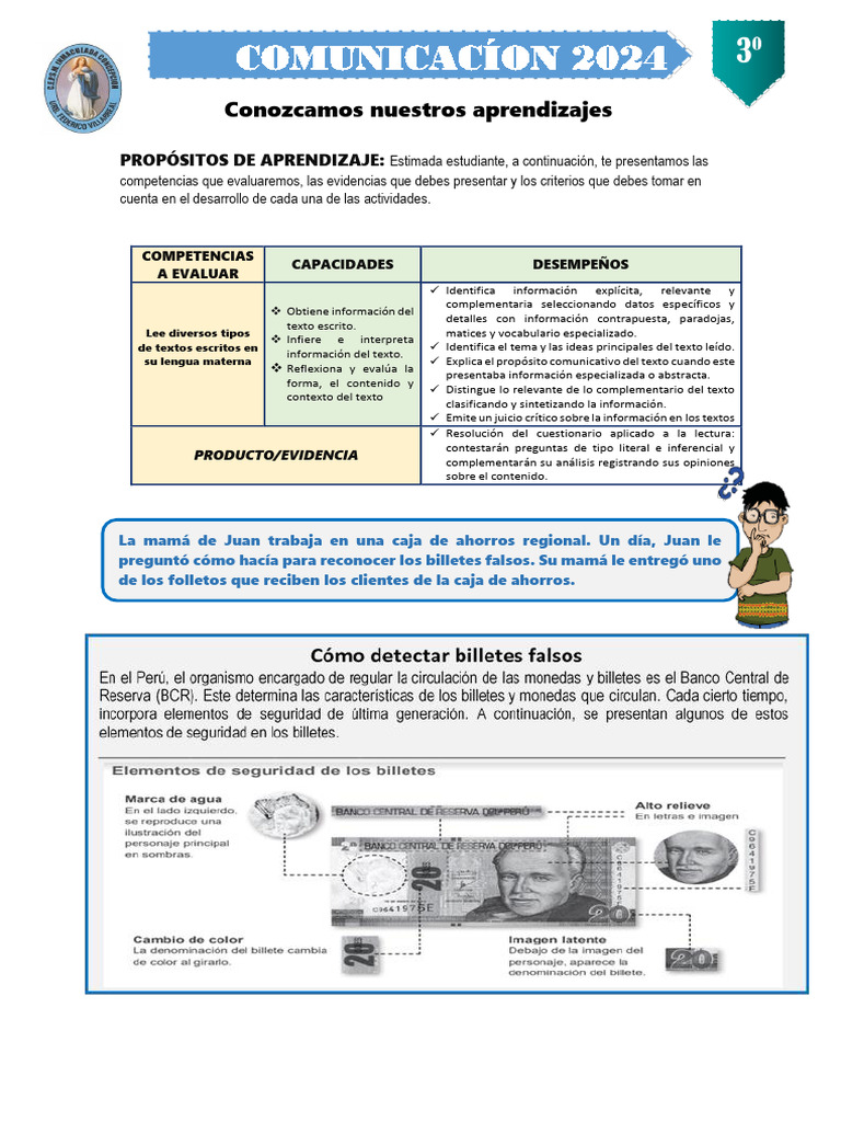 Conozcamos Nuestros aprendizajes-LEE 2024 | PDF