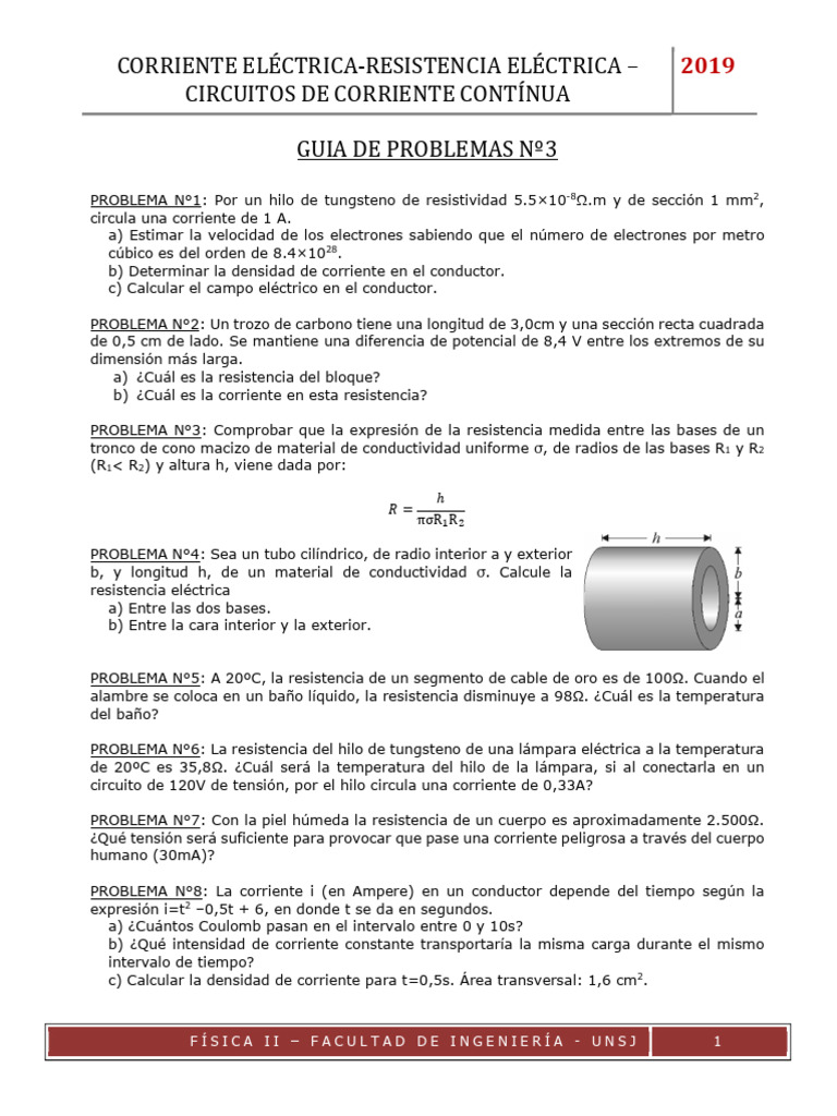 Corriente Eléctrica-Resistencia Eléctrica - Circuitos de Corriente Contínua Guia de Problemas ...