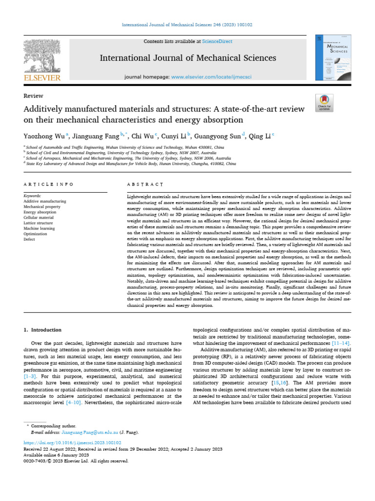 Additively Manufactured Materials and Structures A State-Of-The-Art Review | PDF | 3 D Printing ...