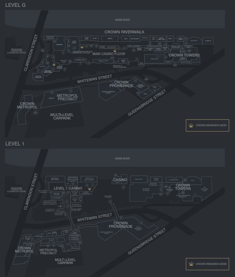 Crown Melbourne Crown Rewards Desk Location Maps | PDF