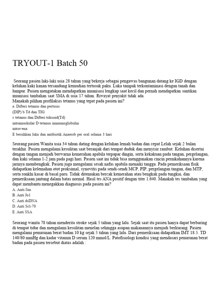 TRYOUT-1 Batch 50 USU-2 | PDF