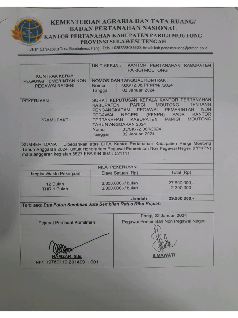 Kontrak Kerja Ilma 2024 | PDF