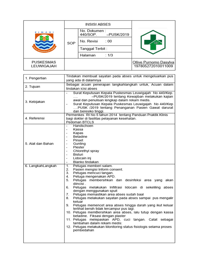 199 SOP Insisi Abses | PDF