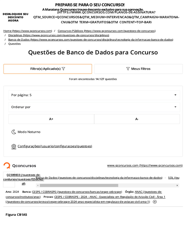 Questões de Banco de Dados para Concurso | PDF