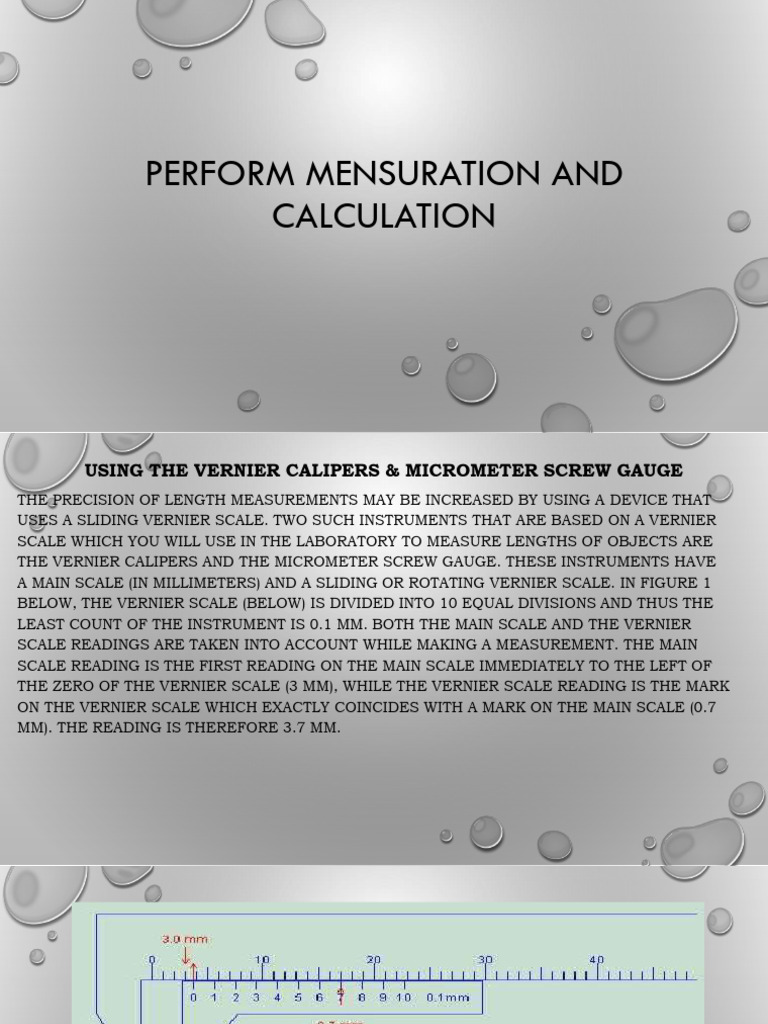 Perform mensuration and calculation | PDF