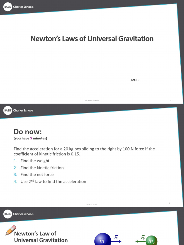 Lesson 8-1-1 - LoUG | PDF | Newton's Law Of Universal Gravitation | Force