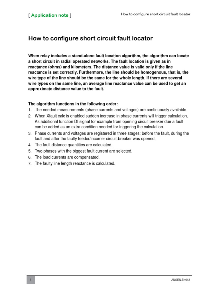 ANGEN - EN012 How To Configure Short Circuit Fault Locator | PDF ...