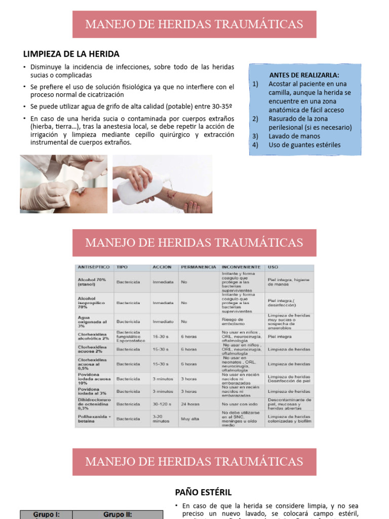 MANEJO DE HERIDAS TRAUMÁTICAS | PDF | Herida | Sutura Quirúrgica