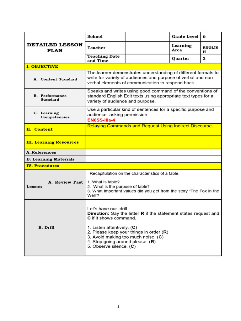 3RD QRTR Detailed Lesson Plan.1 | PDF | Learning | English Language