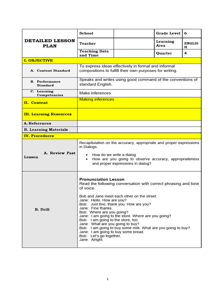 4TH QRTR Detailed Lesson Plan.1 | PDF | Learning | Cognition