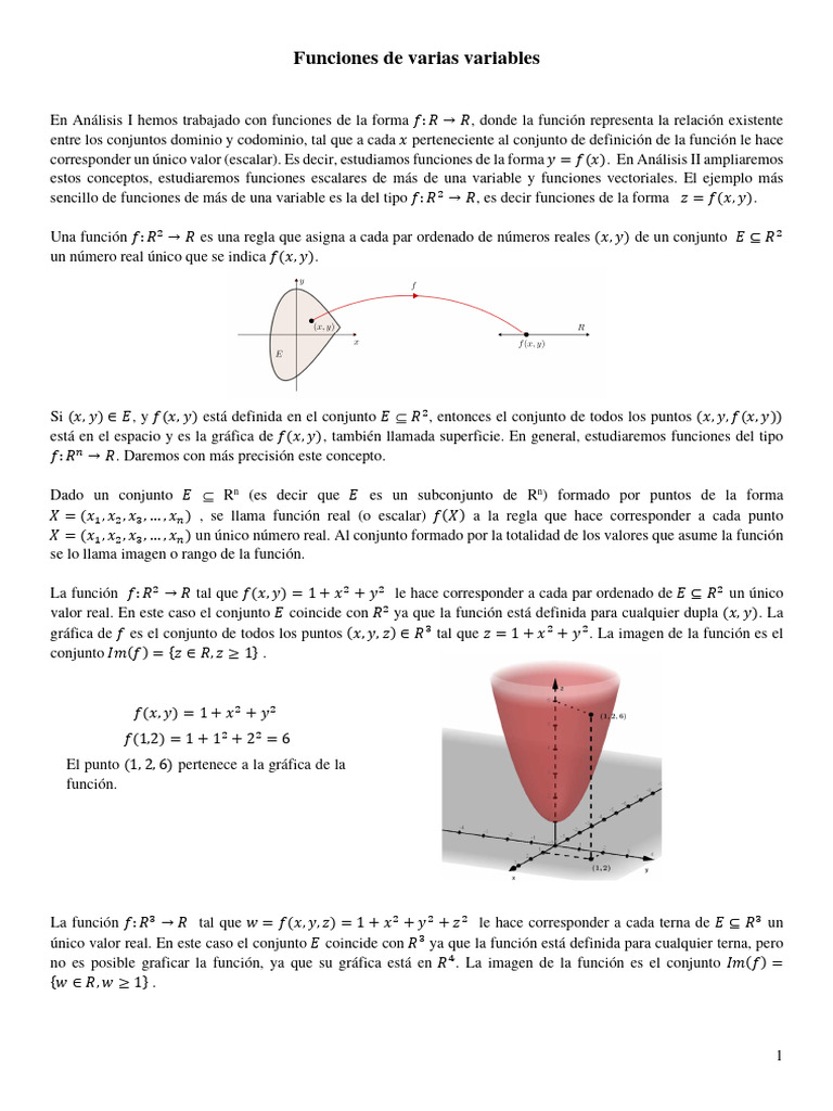 Clase 1 Funciones - de - Varias - Variables | PDF | Función (Matemáticas) | Curva