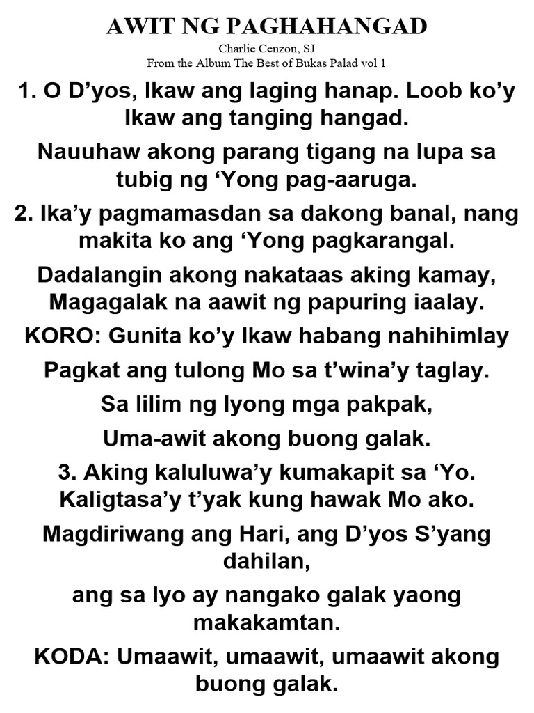 Awit NG Paghahangad | PDF