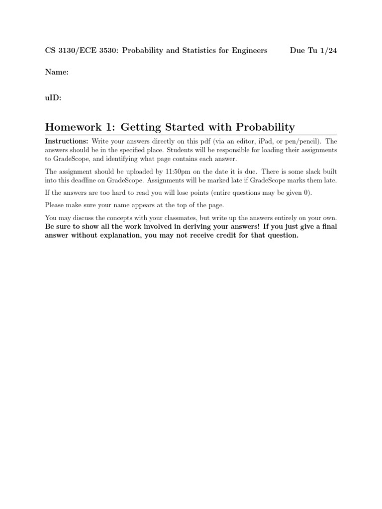 HW 1 | PDF | Probability | Statistical Theory