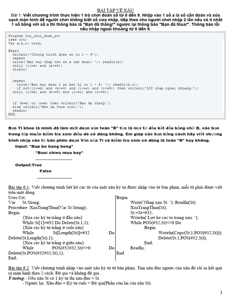 Bai Tap Pascal Ve Xau | PDF