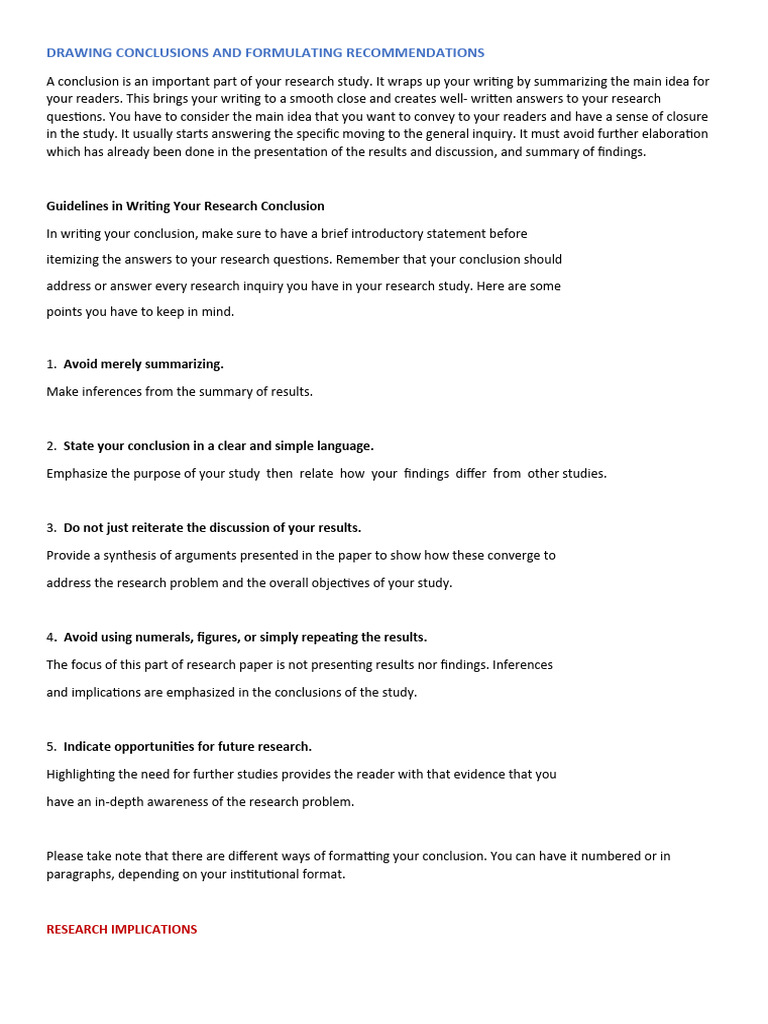 Drawing conclusions and recommendations | PDF | Theory | Logical Consequence