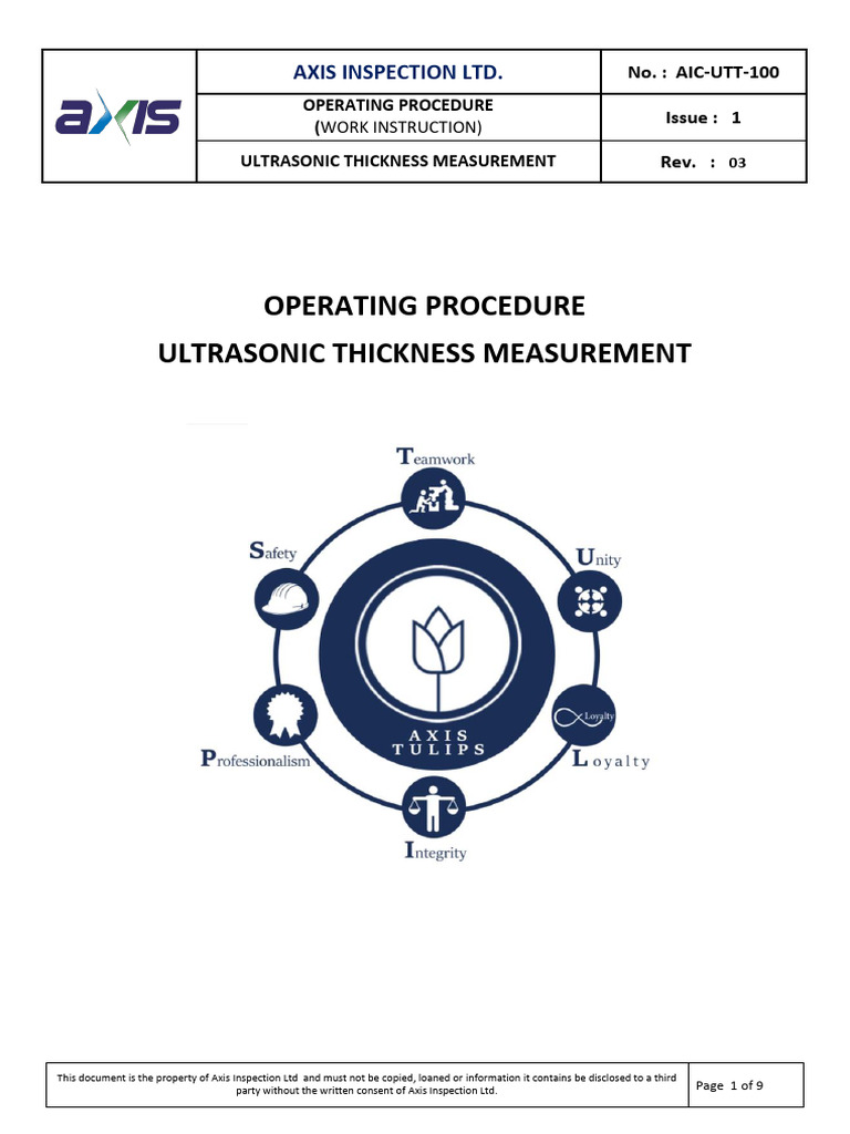 AIC-UTT-100-Rev-03-ULTRASONIC THICKNESS MEASUREMENT PROCEDURE - 1 | PDF ...