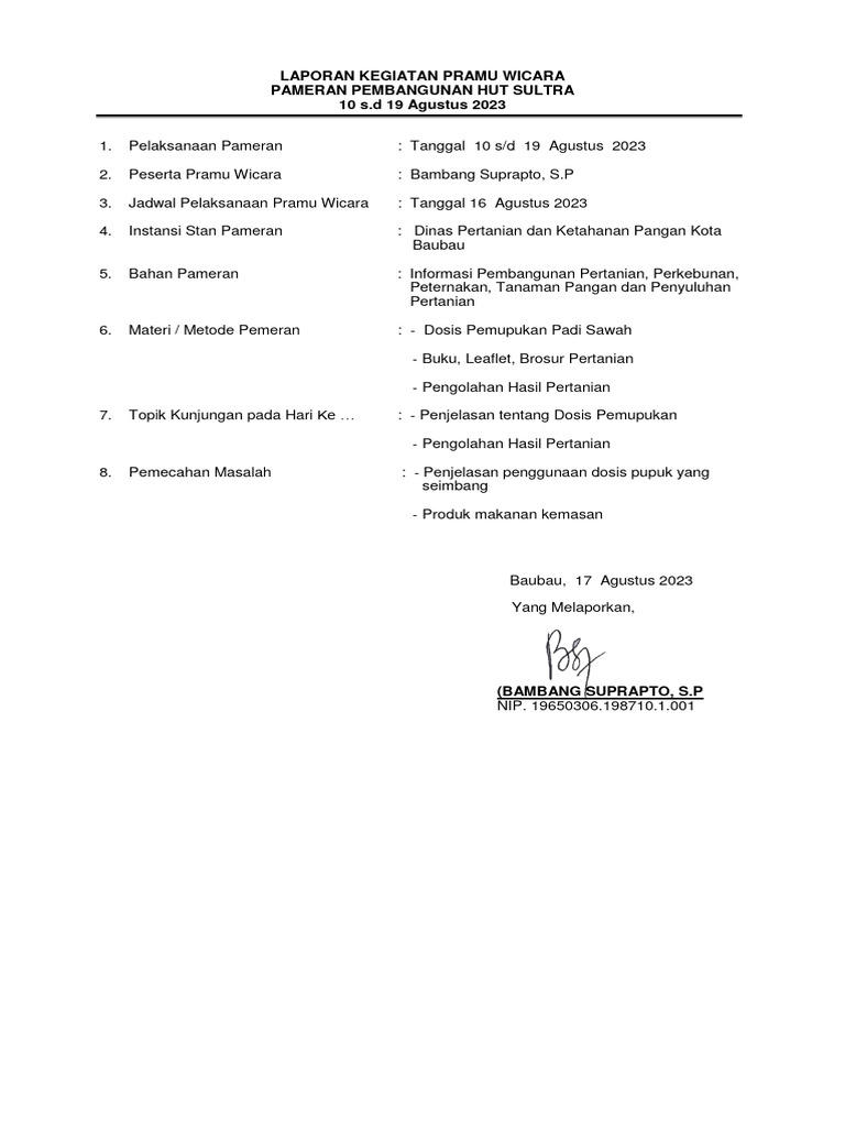 Laporan Kegiatan Pramu Wicara | PDF | Kesehatan Holistik | Teknologi ...