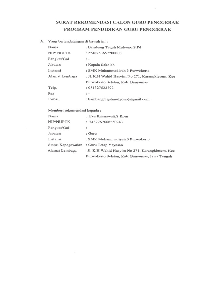 Surat Rekomendasi CGP-11 | PDF