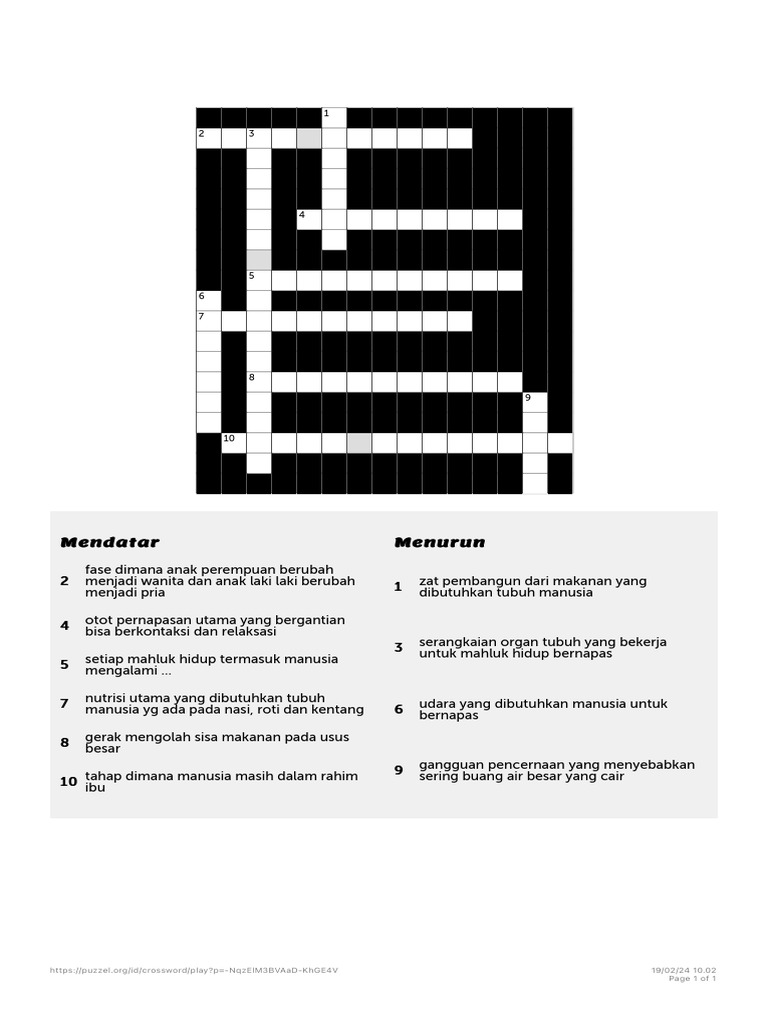 Teka Teki Silang IPAS Kelas 5 | PDF