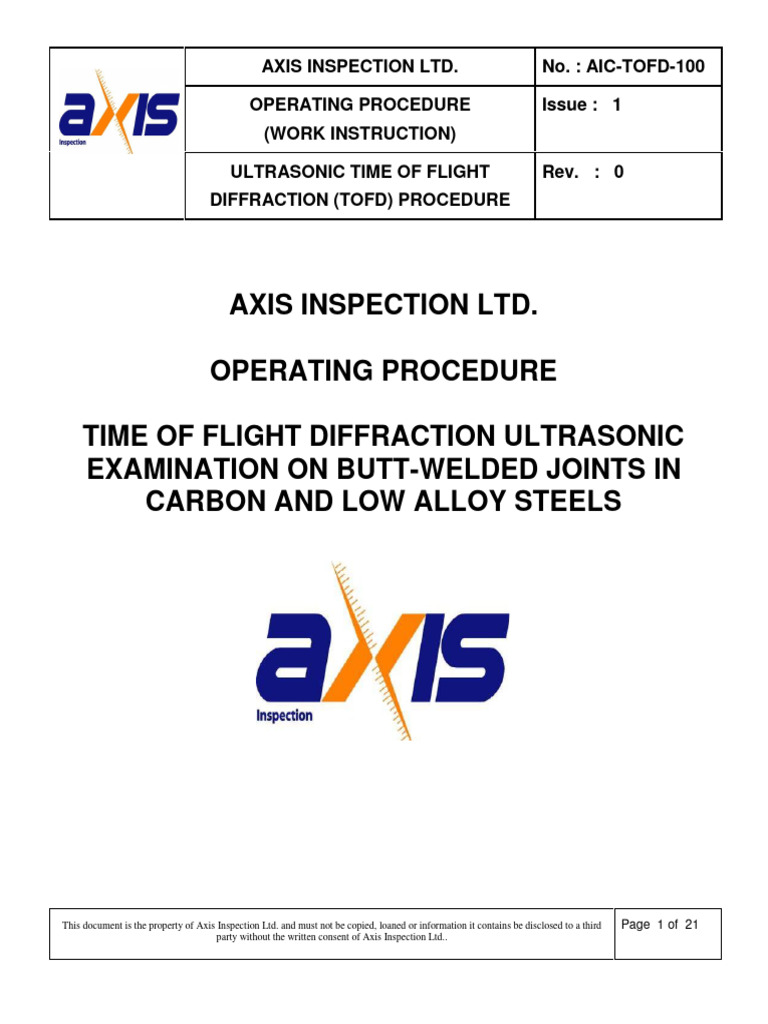 AIC ToFD - 100 Procedure TOFD | PDF | Medical Ultrasound | Ultrasound