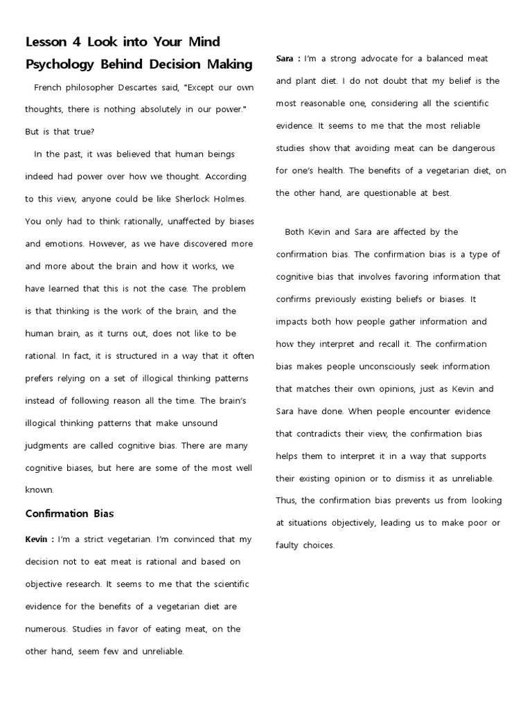 Lesson 4 Look Into Your Mind | PDF