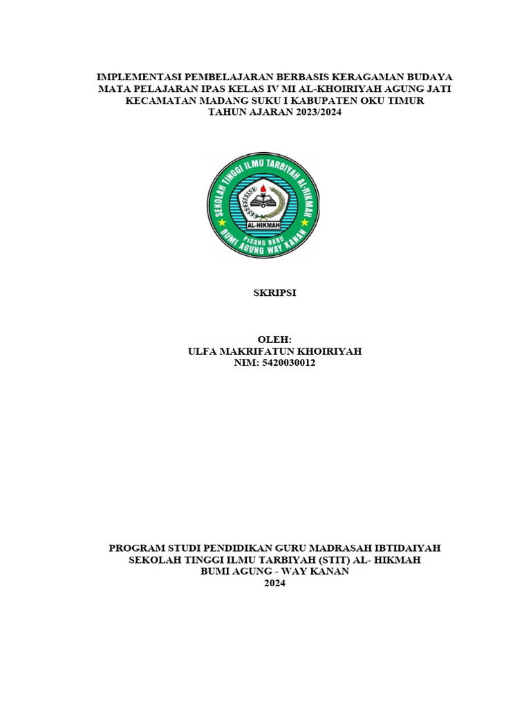 Halaman CVR Skripsi Ulfa | PDF