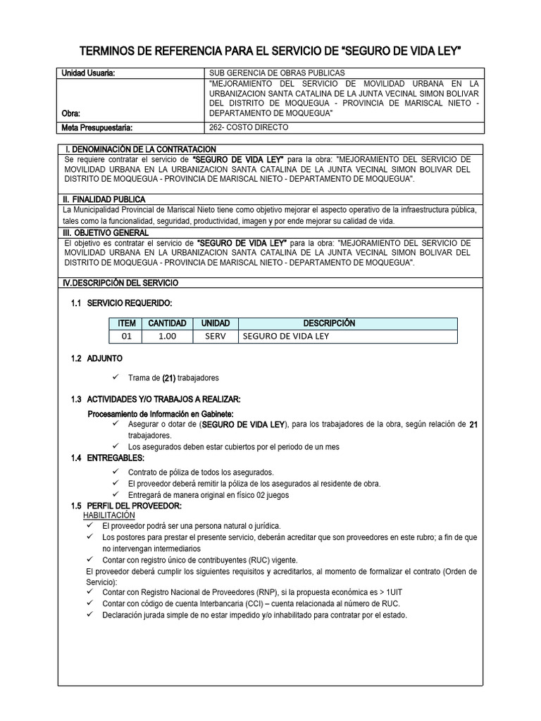 TDR SCTR Vida Ley | PDF