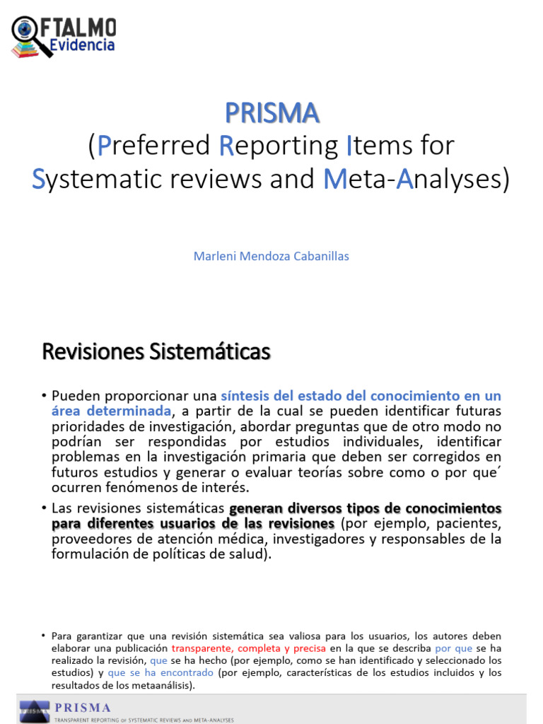 Guía PRISMA para Revisiones Sistemáticas | PDF | Metaanálisis ...