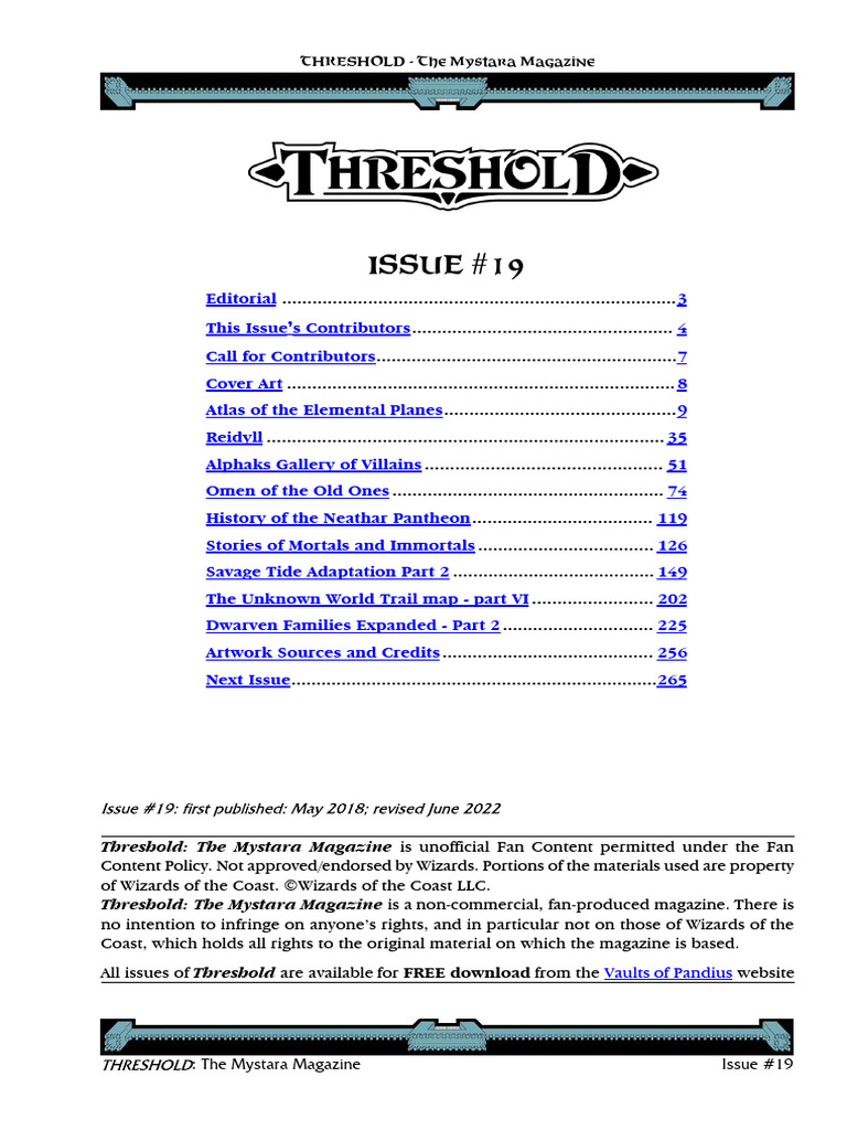 Threshold 19 | PDF | Dungeons & Dragons | D20 System