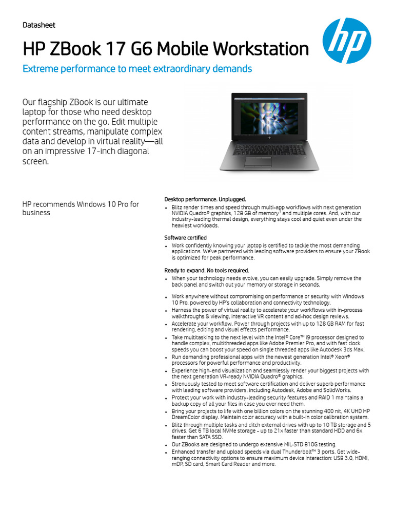 HP ZBook mobile wkstation | PDF | Windows 10 | Microsoft Windows