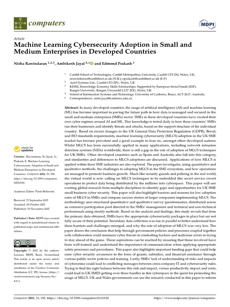 Machine Learning Cybersecurity | PDF | Machine Learning | Computer Security Machine Learning Cybersecurity | PDF | Machine Learning | Computer Security