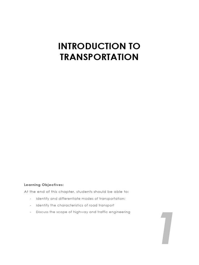 CENG 55 Lecture 01 Introduction To Transportation | PDF