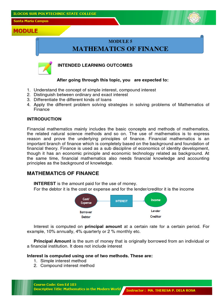 Financial Mathematics | PDF | Loans | Credit Card
