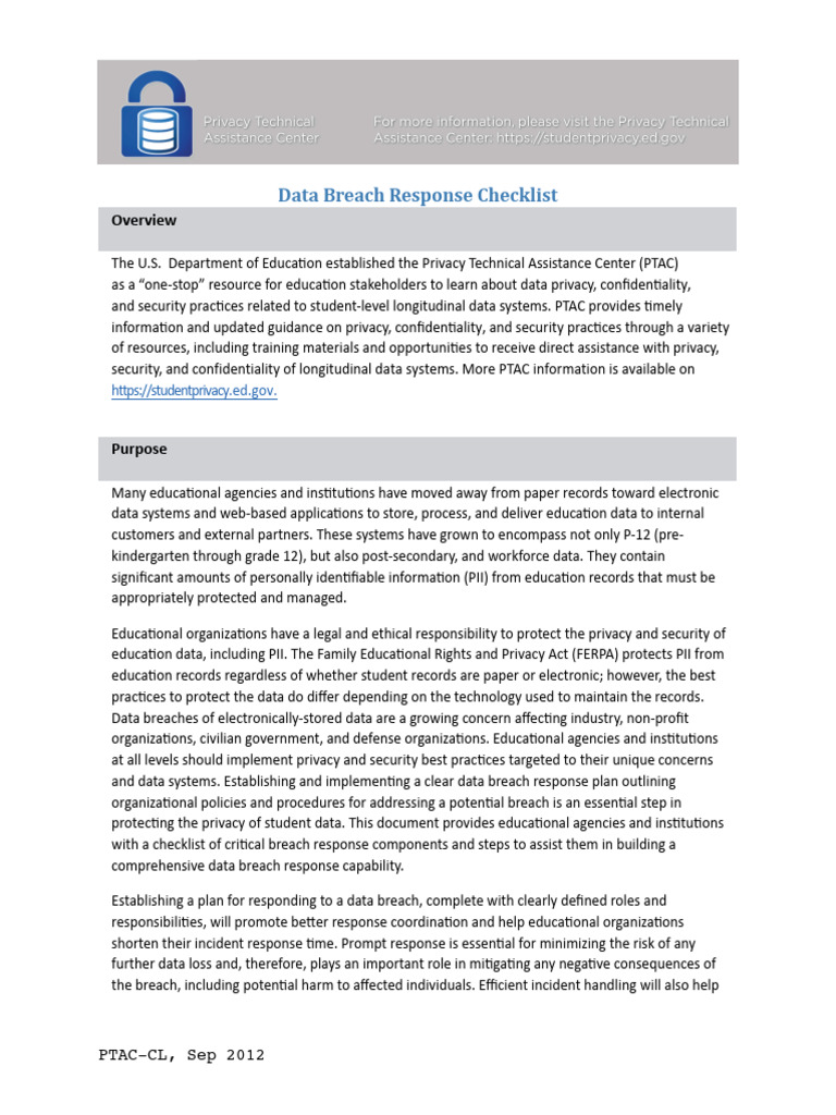 Checklist Data Breach Response 092012 0 230516 033605 | PDF | Security ...