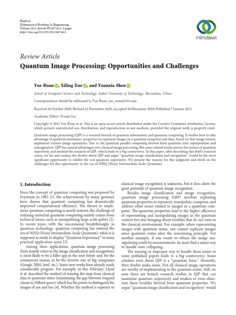 Quantum Image Processing Opportunities and Challenges | PDF | Quantum ...