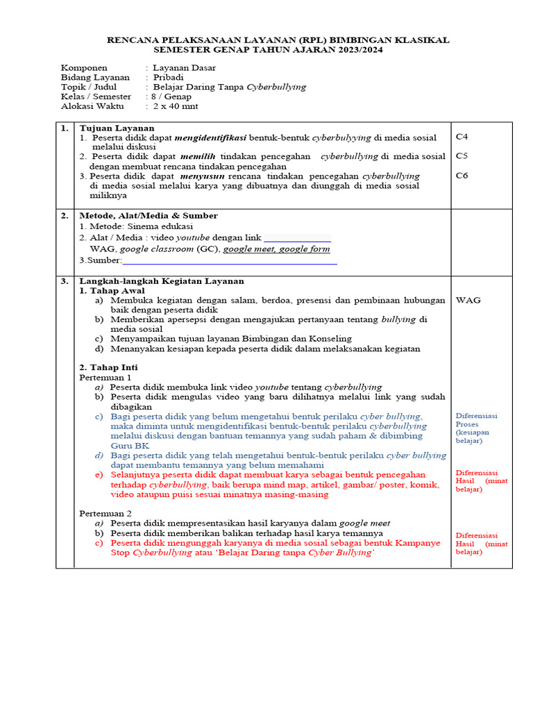 Contoh RPL Diferensiasi | PDF