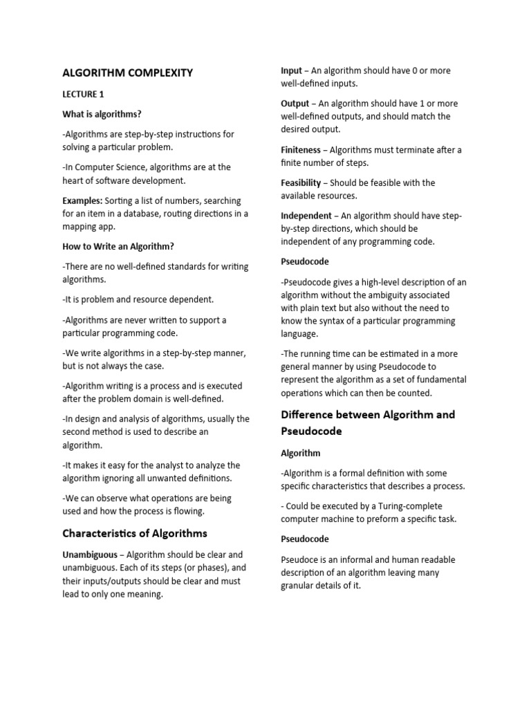 Algorithm-Complexity Reviewer | PDF | Algorithms | Time Complexity