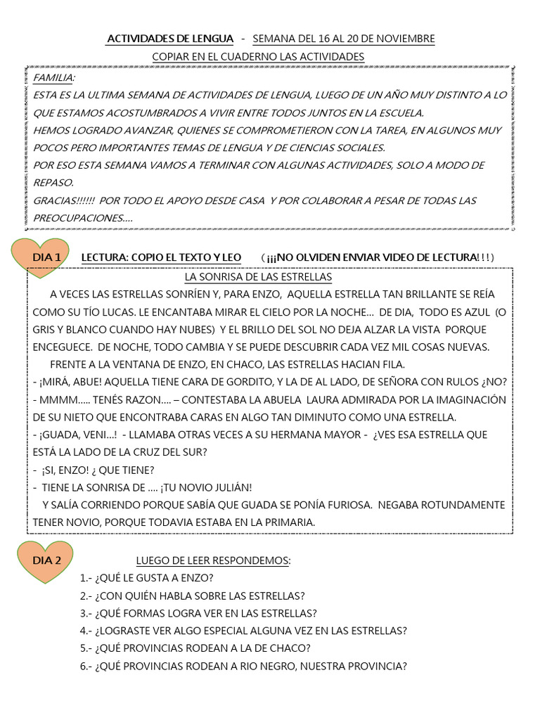 Actividades Del 16 Al 20 de Noviembre | PDF
