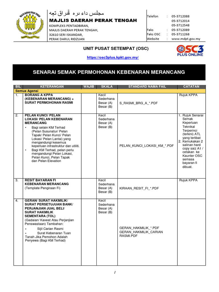Senarai Semak Kebenaran MerancangOSC 30 Plus | PDF