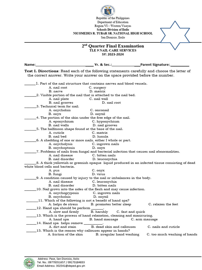TLE 9 - Nail Care FINAL | PDF | Nail (Anatomy) | Biology